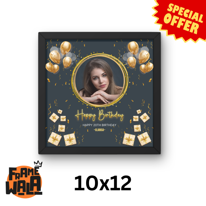 Personalized 10x12 Black Photo Frame with Custom Happy Birthday Message ...