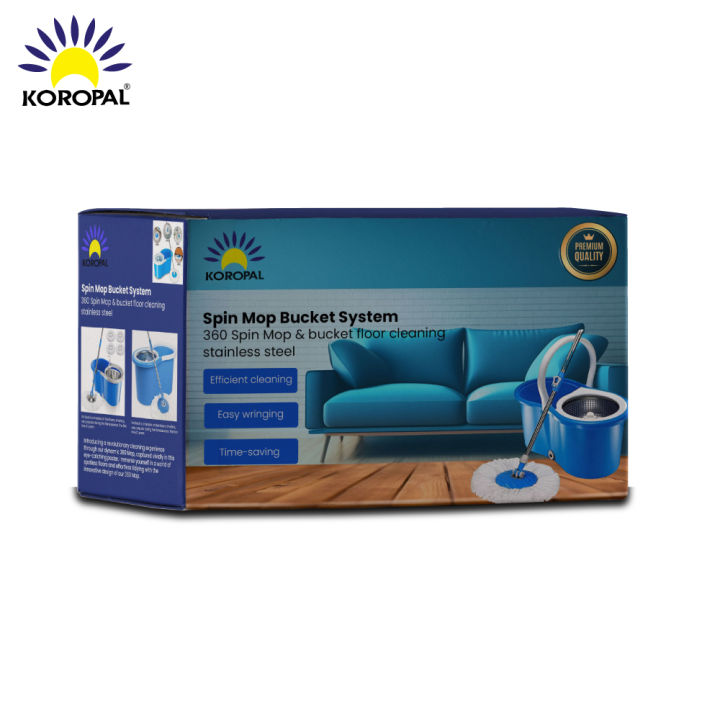 Spin Mop, Handle with Microfiber Replacement Head, Flexible Mop Head for Floor , 360 Degree ...