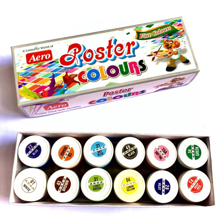 Aero Poster Colors 12 Pcs Set For Kids | Daraz.pk
