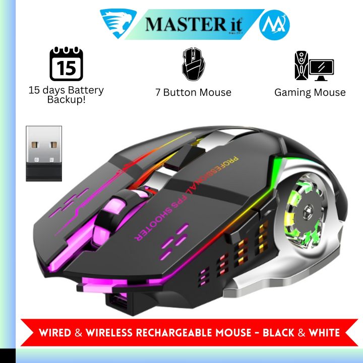 Wired & Wireless Gaming Mouse RGB - 7 Light Breathing RGB Mouse Gaming ...