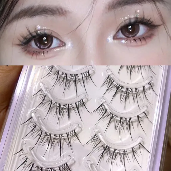 3/5 Pairs/Box Transparent Thin Band Eyelashes Long Wispy Curling False ...