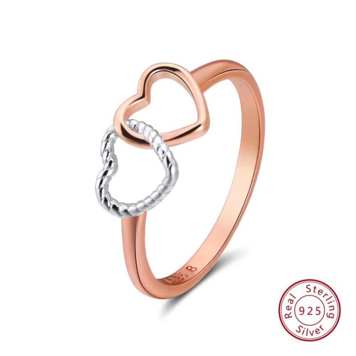 Elegant Double Heart Ring - 925 Silver | Daraz.pk