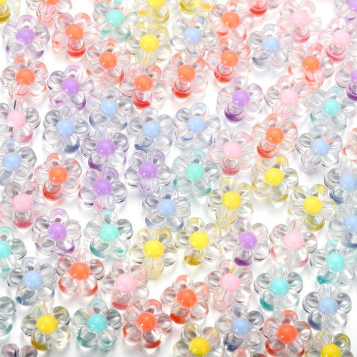 St.Kunkka 20pcs/bag 12mm Clear Acrylic Flowers Beads Loose Spacer Beads ...