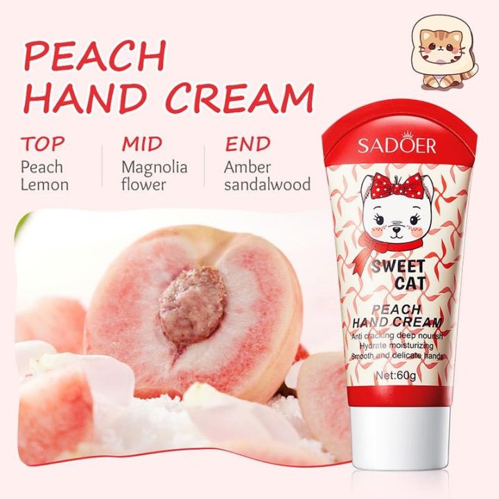 Sweet Cat Peach Hand Cream - Moisturizing, Anti-Cracking, Deep ...