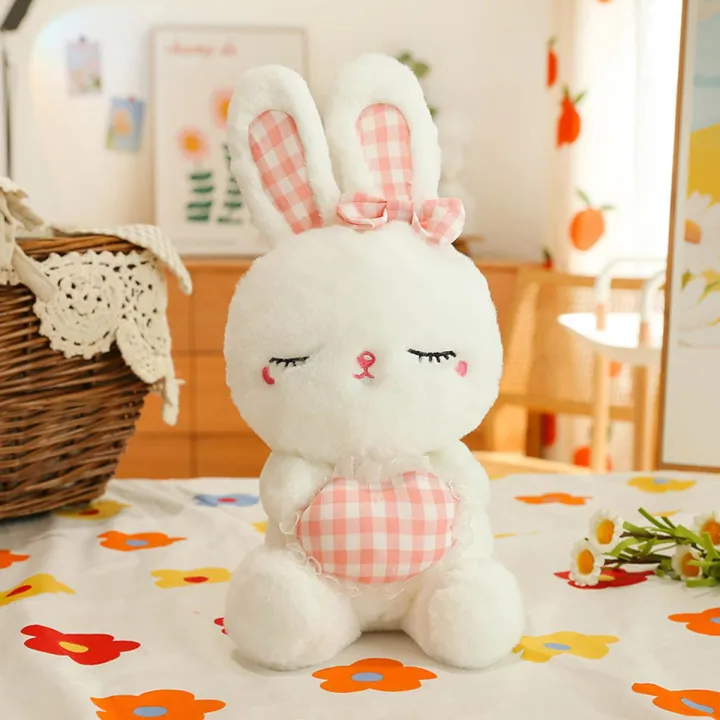 Long ears squinting rabbit healing rag doll plush toy cute bunny doll ...