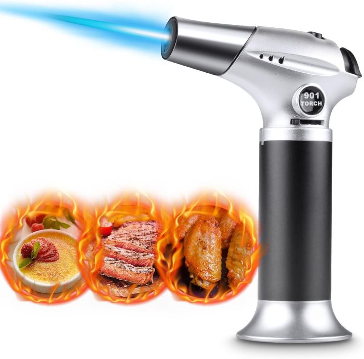 Cooking Torch Refillable Cigarette Lighter Kitchen Gas with Safety Lock ...