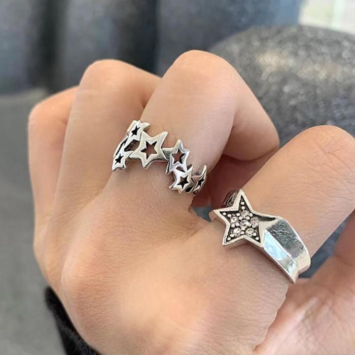 Y2k Five-Pointed Star Adjustable Ring/ Fashion Retro Irregular Star ...