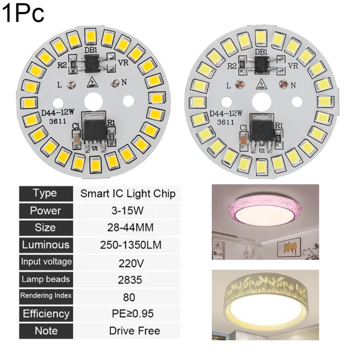 1Pc Warm White/White AC220V Smart IC Driver Bulb Lamp Bean LED Chip ...