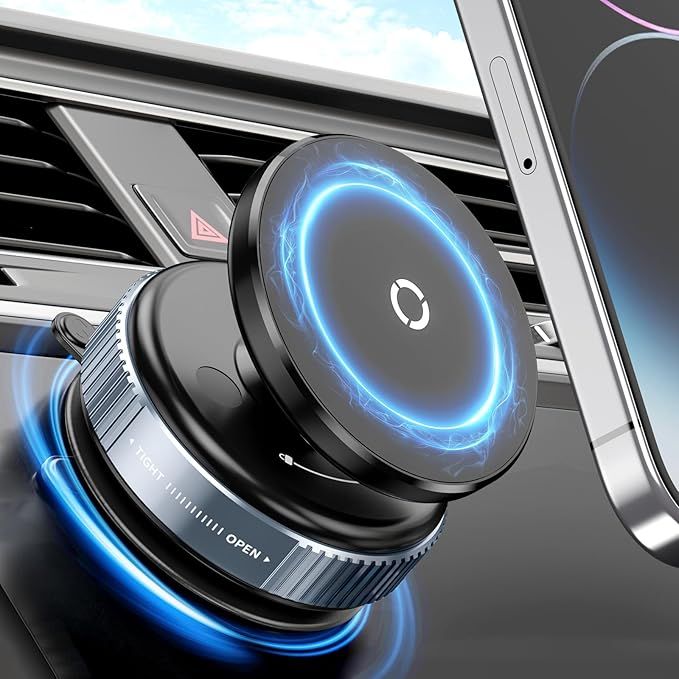 360° Magnetic Vacuum Car Phone Holder | Strong Suction Cup Mobile Stand ...