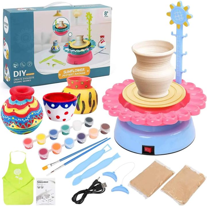 🎨 Rechargeable Sunflower Pottery Wheel Machine Clay Kit for Kids | DIY ...