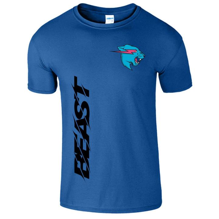Royal Blue Mr Beast T shirt Facon Beast Youtuber Cotton For Mens | Daraz.pk