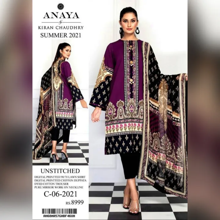 Summer Collection 2021 Unstitched Premium Quality Lawn | Daraz.pk