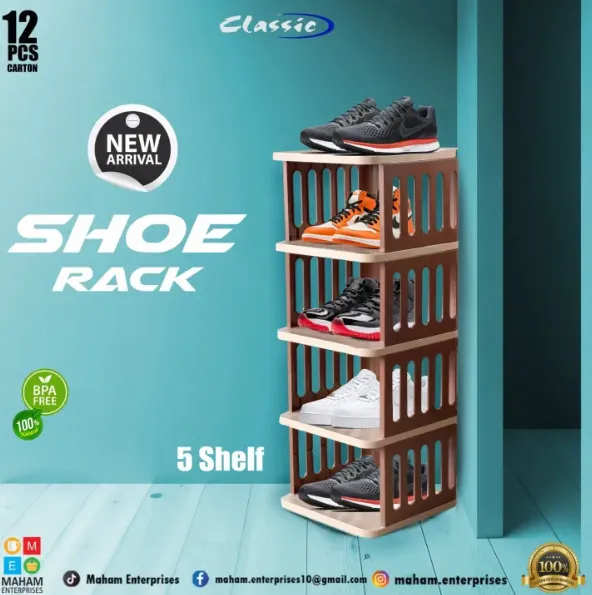 5 Layer Plastic Shoe Rack Multipurpose for Home and Office Durable Non ...