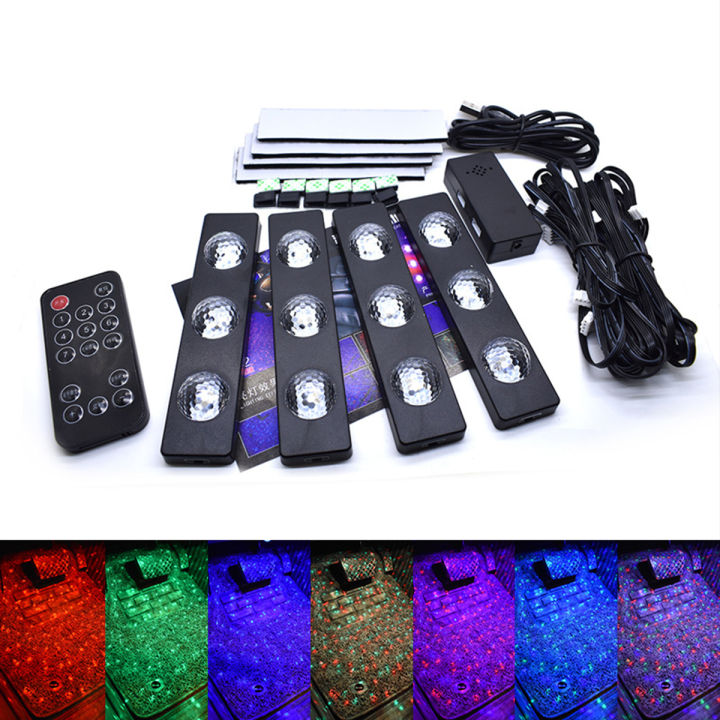 New Atmosphere Lamp Foot Color Remote Control Voice Control Car ...