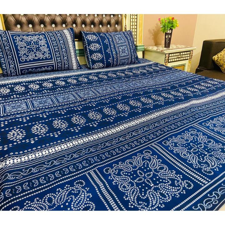 Bed sheet 3piece king size double Sindhi chunri design's 3D print ...