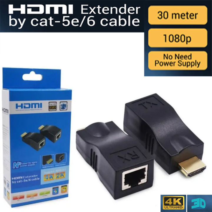 HDMI Extender 30 Meter / HDMI Extender 30M Extend by CAT5e Cat6 Cable ...