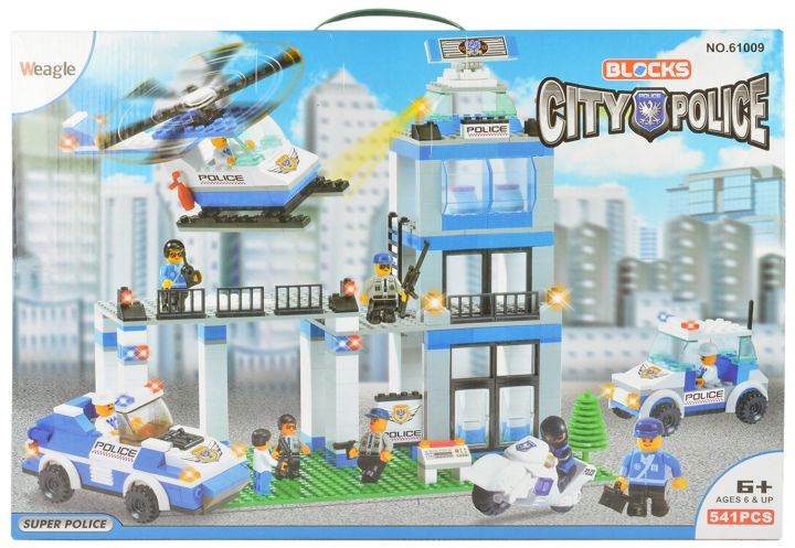 City Police Building Blocks with Helicoptor, 2 Police Cars, A Police ...