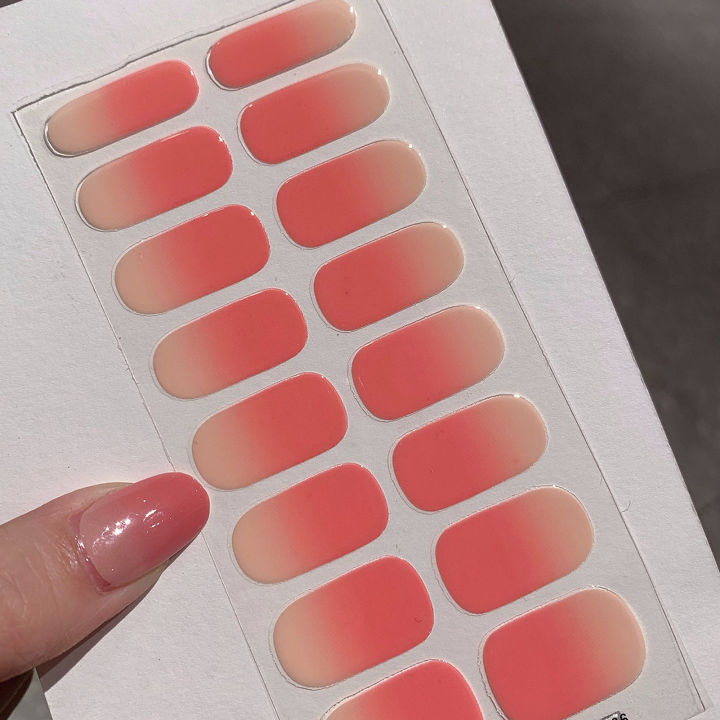 Gradient Nail Strips Stickers 14x7.3cm Semi-Cured Gel Nail Art Decals ...