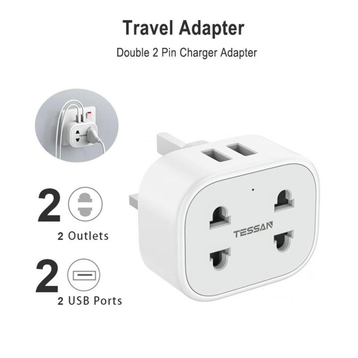 4 In 1 Shaver Socket Adapter TESSAN 2 Pin to 3 Pin Adapter for Bathroom ...