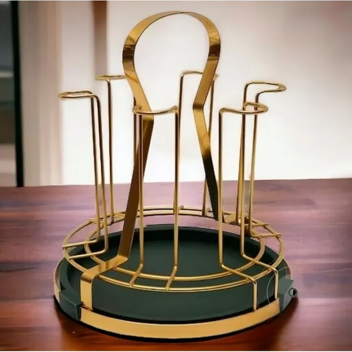 glass stand 6 hock water glass rack cup stand with water tray | Daraz.pk