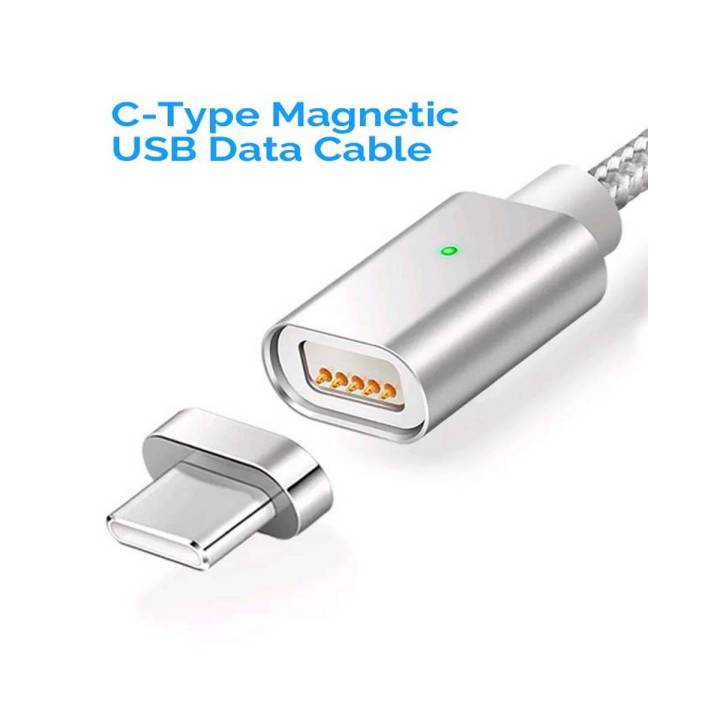 Magnetic C-Type USB Data Cable for Android - 1 Meter (Silver) | Daraz.pk