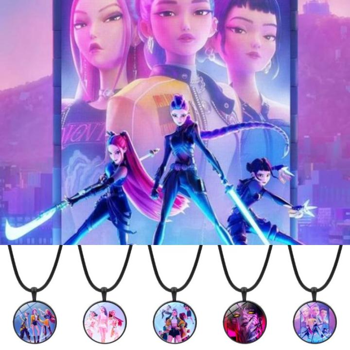 Kpop Demon Hunter Circular Shape Necklaces Cartoon Character Pattern ...
