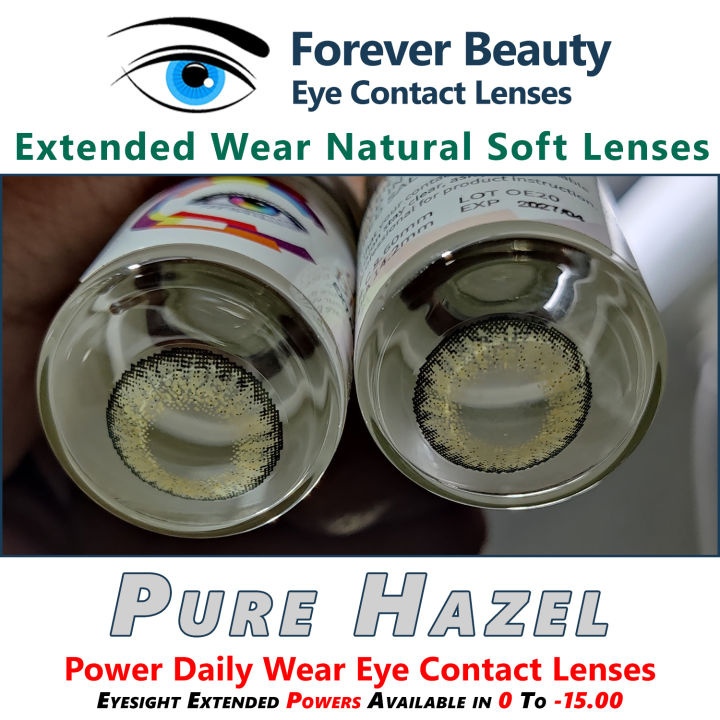 Pure Hazel Eyesight Extended Power Contact Lenses Cosmetic Colored Eye ...