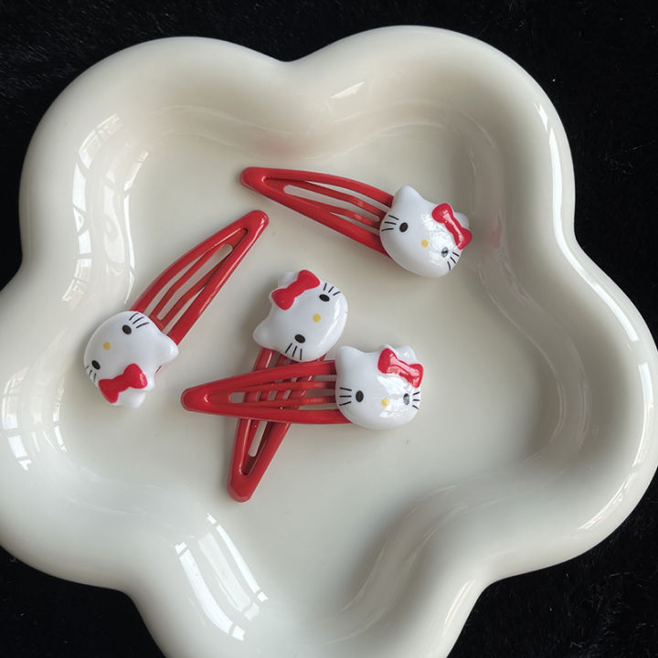 Kawaii Hello Kitty Hairpin Cartoon Red Hair Clip For Girl Y2k Hair ...