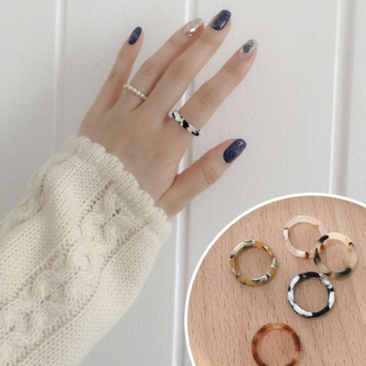 Retro Transparent Aesthetic ring Colorful Minimalist Acrylic Resin Thin ...