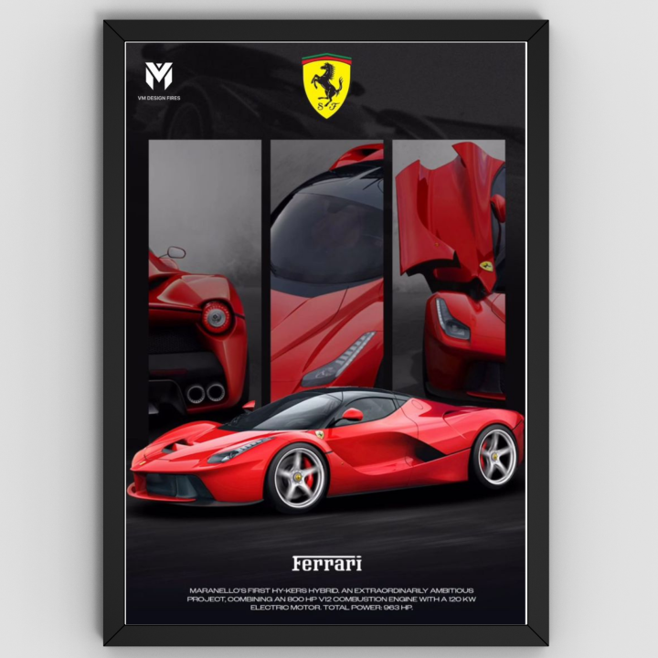 Craftoria Red LaFerrari Poster Picture Frame with | HD Print Supercar ...