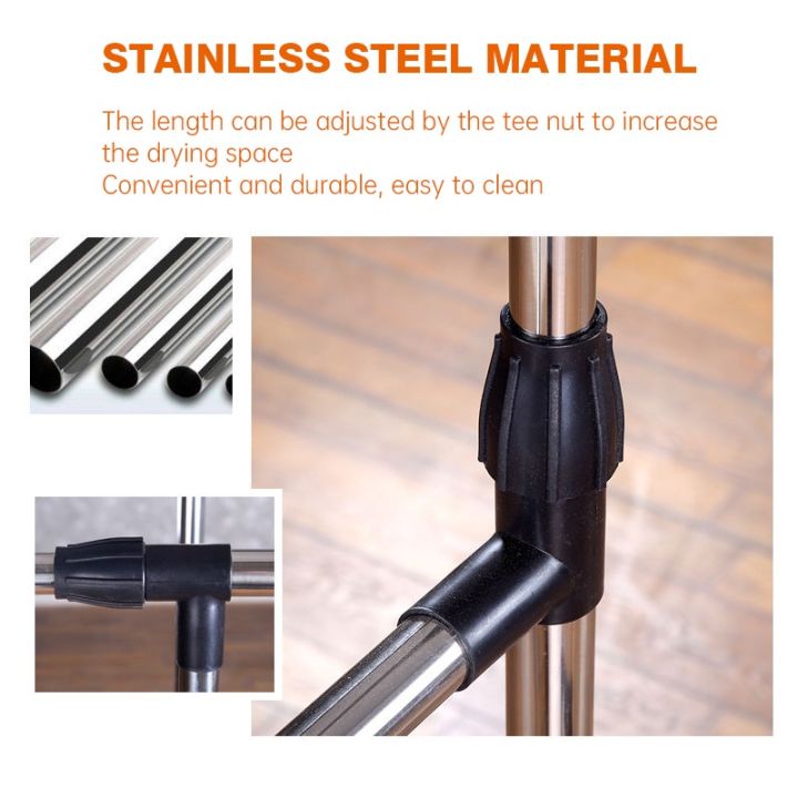 Multipurpose & Adjustable Stainless Steel Double Pole Cloth Hanger with ...