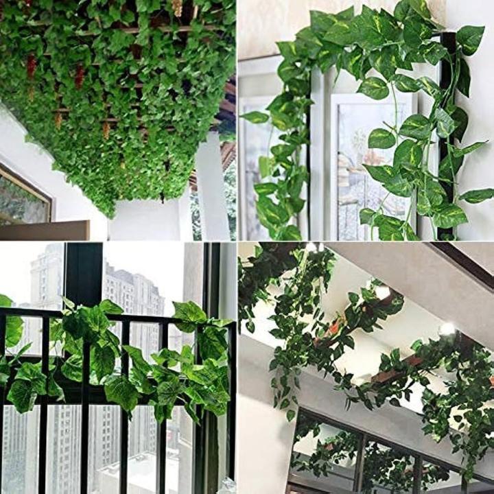 6.5 Feet (78 Inches) Artificial Green Leaf Creeper Money Plant, Paan ...