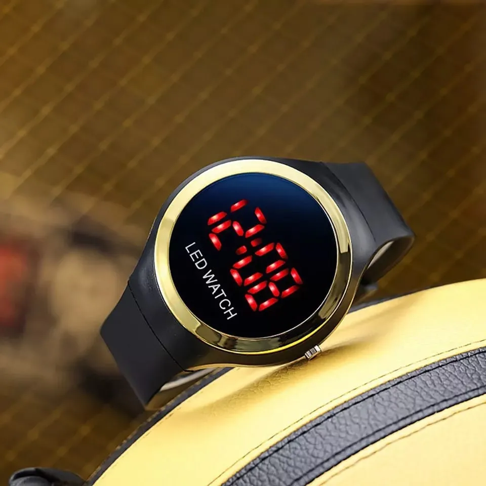 Digital Led Smart Round Shape Watch Round colorful ring Led Watch LED ...
