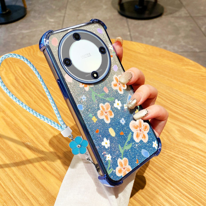 VRQR Weaving lanyard Phone Case For Honor X9B Anti fall glitter powder ...