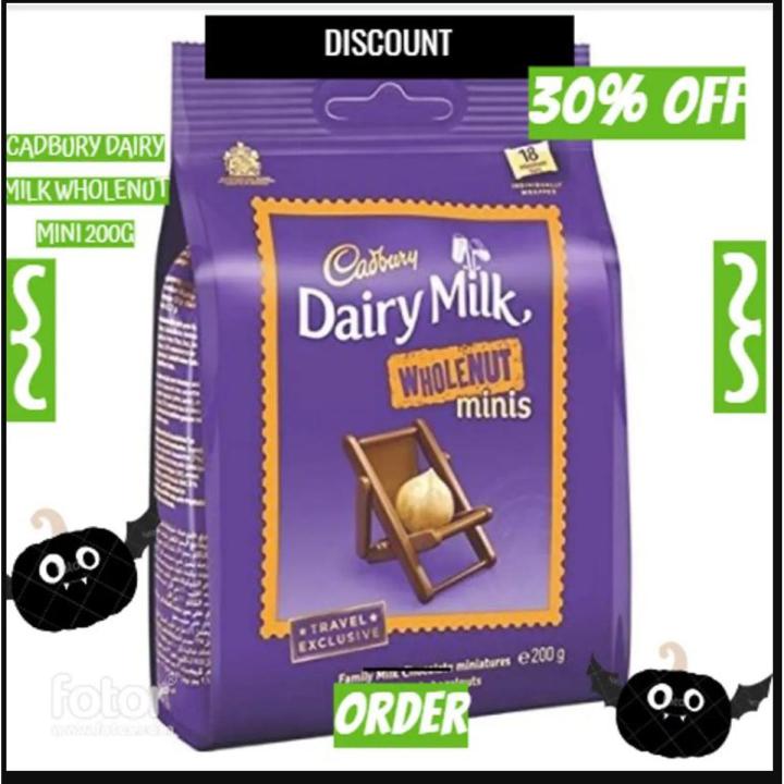 Cadbury Dairy Milk Whole Nut Chocolate 200g -18bars Pouch Imported | Daraz.pk
