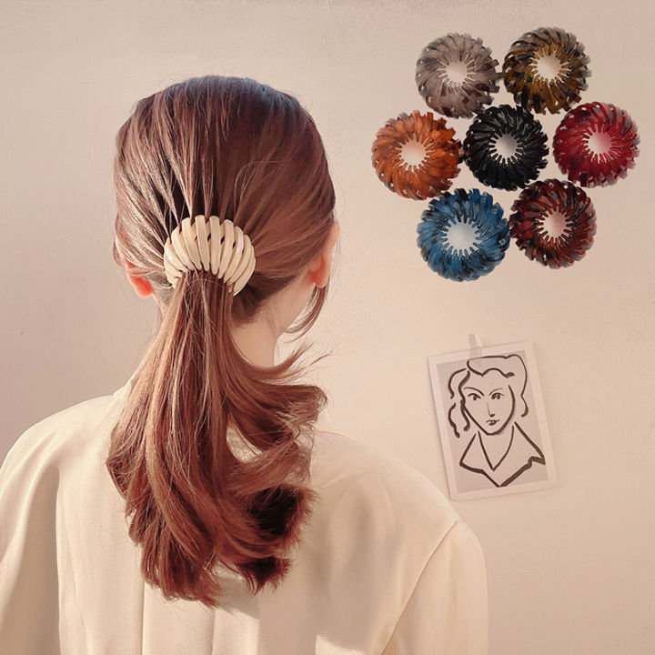 Bird Nest Shaped Bun Hair Claw Expandable Plastic Vintage Geometric ...