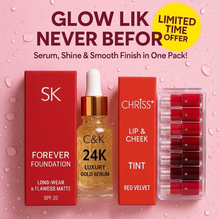 4 in 1 Makeup Combo - SK Forever Foundation, C&K 24K Gold Serum, CHRISS ...