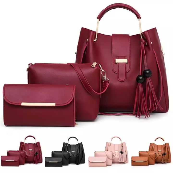 3Pcs Female Tassel Bucket Purses And Handbags Women Handbags Set ...