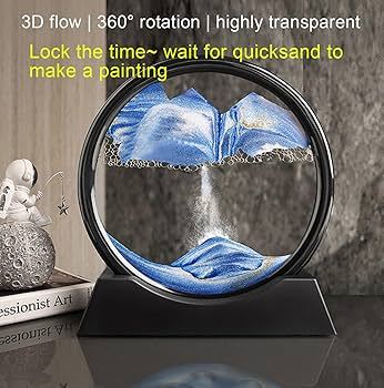 3D Moving Sand Art Showpiece – Round Glass Sandscape Lamp with Metal ...
