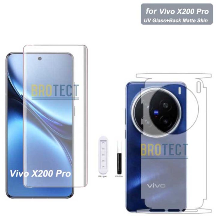 2 in 1 Vivo X200 Pro UV Tempered Glass Liquid Glue Screen Protector ...
