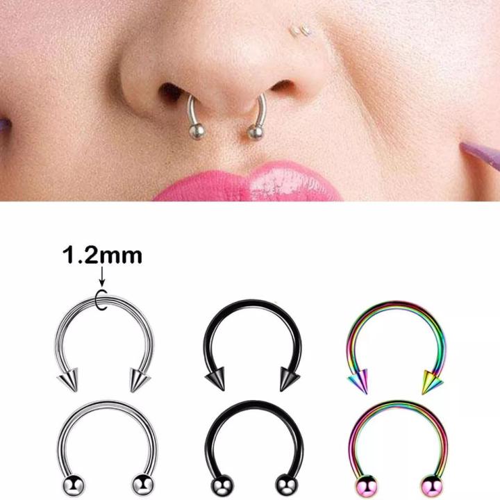 [ER005] 1 Pair Titanium Nose Rings Lip Eyebrow Piercings Ear Septum ...