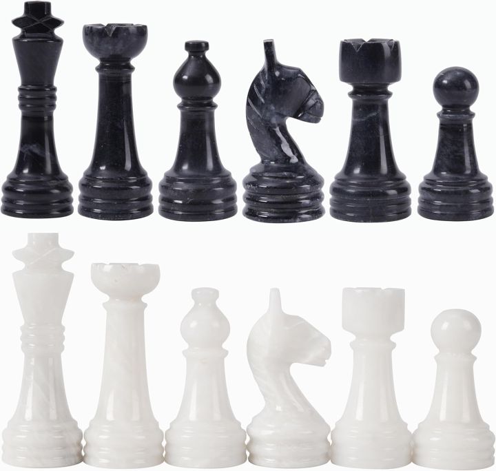 Marble Chess Figures 3.5'' Inches Black and White Handmade | Daraz.pk