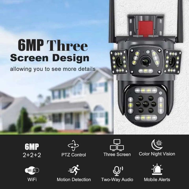 Speed-X Ptz Wifi Outdoor Security 3 Camera Lens, 3 Screen, Color Night ...
