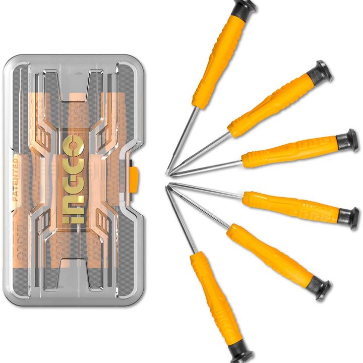 INGCO - 6Pcs precision screwdriver set (3pcs phillips, 3pcs slotted ...