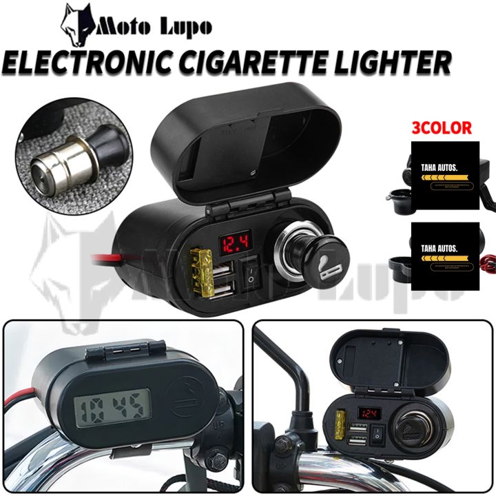 Multi Function 4 in 1 Motorcycle/Bike USB Charger with Voltmeter Time ...