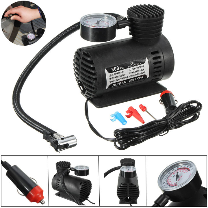 Air Compressor Mini Black (12V 300 PSI) | Daraz.pk