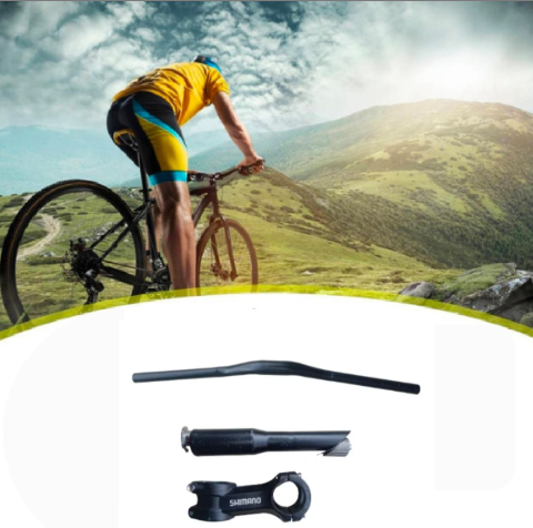 MTB Long Handlebar and 80 mm Stem combo Bike Stem Riser Black Mountain ...