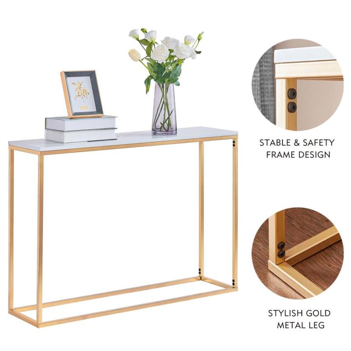 Console Table Console Table for Entryway Metal Golden Frame Modern ...