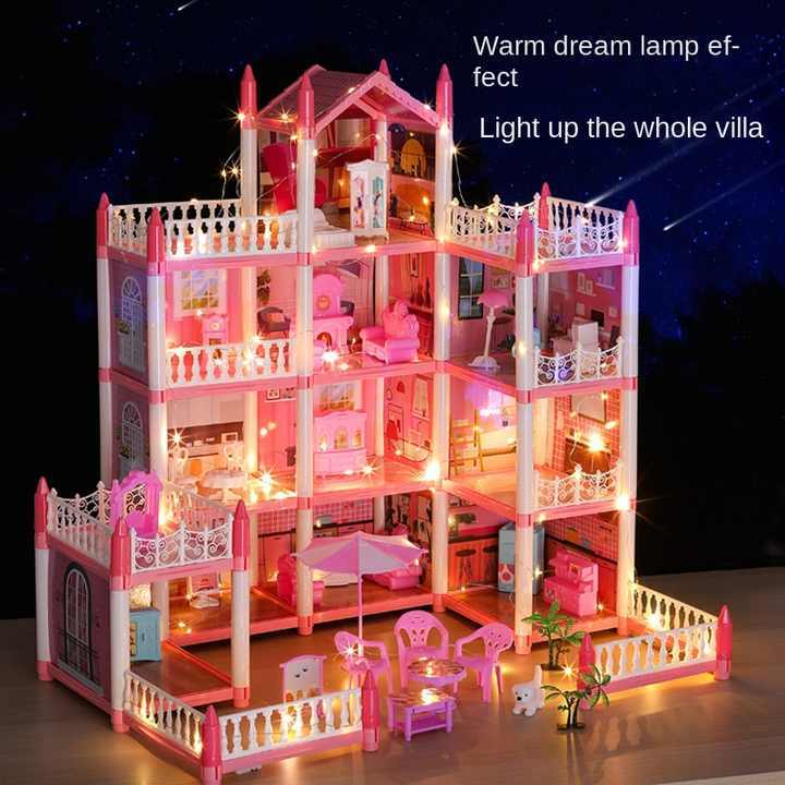 Doll House - Play Mat Princess House Toys with Furniture DIY Doll house ...