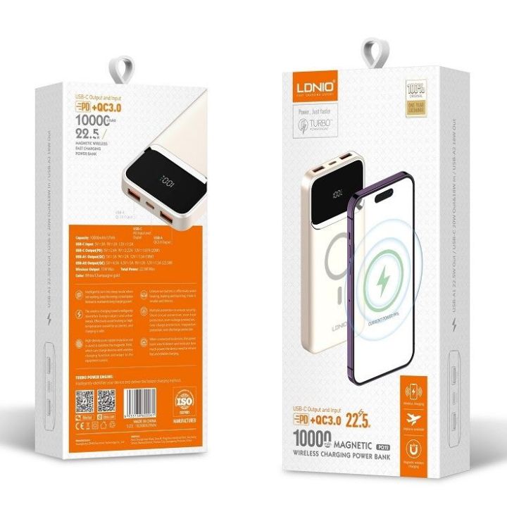 LDNIO PQ 12 Wireless Magnetic Power Bank | Daraz.pk